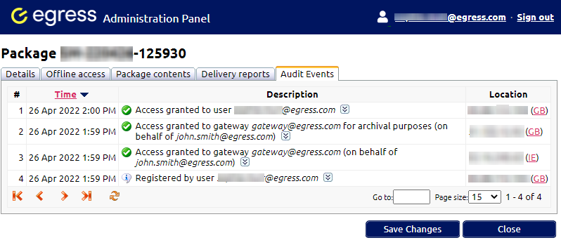 Message Auditing using Egress Web Access