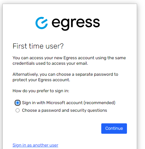 Using your Egress Account with your Microsoft or Google Account