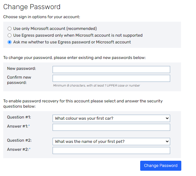 Using your Egress Account with your Microsoft or Google Account