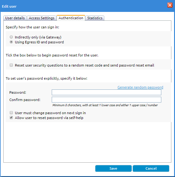 How to reset a user's password
